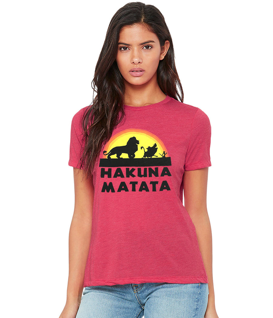 The Lion King Hakuna Matata Junior Women's T-Shirt Red Heather ...